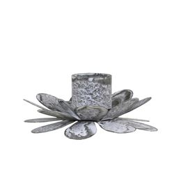 Chic Antique Kerzenst&auml;nder Blume f&uuml;r Stabkerzen H5/L9,5/B7,5 cm, antik zink skandinavische Deko Online Shop