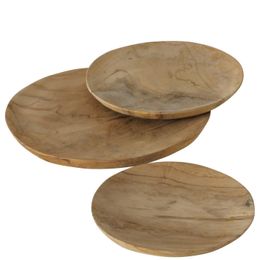 Boltze Teakholz Tellerset Kallie &Oslash; 20-30 cm skandinavische Deko Online Shop