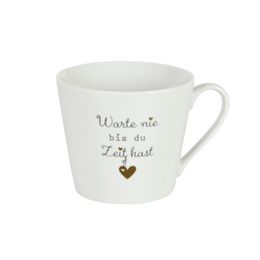 Krasilnikoff Happy Cup Tasse, Warte nie bist du Zeit hast &Oslash; 10, H&ouml;he 9 cm skandinavische Deko Online Shop