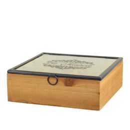 Chic Antique Box mit Druck und 5 F&auml;chern H8,5/L24/B25 cm, natur skandinavische Deko Online Shop