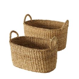 Boltze K&ouml;rbe aus Seegras oval mit Henkel Sophy, 2er Set 42/48 x 25/30 x 21/24 cm skandinavische Deko Online Shop