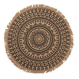 byRoom Teppich aus Jute mit Mandala Print &Oslash;150cm, schwarz skandinavische Deko Online Shop