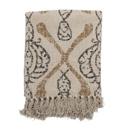 Bloomingville &Uuml;berwurf Freddy mit Muster 160 x 130 cm, beige skandinavische Deko Online Shop
