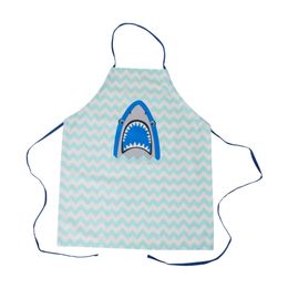 Rice Kinder Sch&uuml;rze Shark Print aus Baumwolle L62 x B46cm, blau skandinavische Deko Online Shop