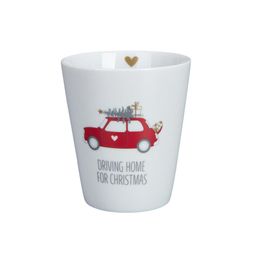 Krasilnikoff Happy Mug, Driving Home for Christmas, Red 330 ml skandinavische Deko Online Shop