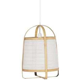 IB Laursen H&auml;ngelampe aus Bambus mit weissem Stoff &Oslash; 37 cm, H&ouml;he 53 cm, natur skandinavische Deko Online Shop
