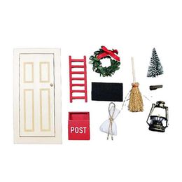 Det Gamle Apotek Wichtelt&uuml;r Set, wei&szlig;e T&uuml;r mit Zubeh&ouml;r 18,5 x 9,6 cm, mehrteilig skandinavische Deko Online Shop