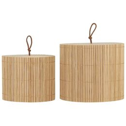 IB Laursen Schachtel 2er Set Bambus H: 8 &Oslash;: 9,5 - H: 10 &Oslash;: 11,5 cm skandinavische Deko Online Shop