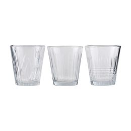 house doctor Trink-Glas 6er Set, Vintage 3 verschiedene Designs, &empty; 7,5 cm, H&ouml;he 8,5 cm skandinavische Deko Online Shop