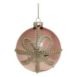 Chic Antique Weihnachtskugel Rosa Glitzerschleife D10 cm, rosa skandinavische Deko Online Shop