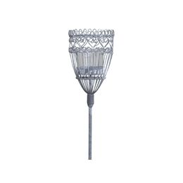 Chic Antique Spie&szlig; f&uuml;r Teelichthalter mit Glas aus Eisen H80/D8 cm, antik zink, Schn&ouml;rkelkante skandinavische Deko Online Shop