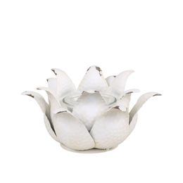 Chic Antique Teelichthalter Blume aus Eisen &Oslash;16 x H9cm, antik creme skandinavische Deko Online Shop