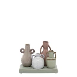 Chic Antique Vasen auf Tablett, 4 Vasen H11/L14/B7,5 cm mehrfarbig skandinavische Deko Online Shop