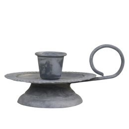 Chic Antique Kammerleuchter auf Fu&szlig; f&uuml;r Stabkerzen H5/L10,5/B8,5 cm, antik zink skandinavische Deko Online Shop