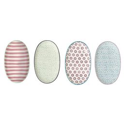 Bloomingville Patrizia Teller, Oval, 4er L21,5 x B13 cm, 4 verschiedene Farben skandinavische Deko Online Shop