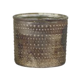 Chic Antique Teelichthalter mit Muster aus Glas H8/D9 cm, antik bronze skandinavische Deko Online Shop