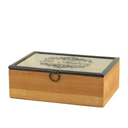 Chic Antique Box mit Druck und 6 F&auml;chern H8,5/L24/B18 cm, natur skandinavische Deko Online Shop