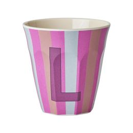 Rice Melamin Buchstabenbecher gestreift L, rosa skandinavische Deko Online Shop