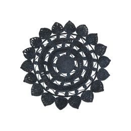 Chic Antique Jute Teppich mit Muster &Oslash;75 cm, schwarz