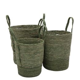 byRoom K&ouml;rbchen L 3er Set Multi &Oslash;40 x 46cm, &Oslash;35 x 41cm, &Oslash;30 x 36cm, 3er Set, olivgr&uuml;n skandinavische Deko Online Shop