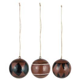 IB Laursen Weihnachtskugel 3er-Set aus Pappmach&eacute; &Oslash; 5.8 cm, Rustikal skandinavische Deko Online Shop