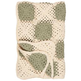 IB Laursen Plaid geh&auml;kelt mit Karomuster 170 x 130 cm skandinavische Deko Online Shop