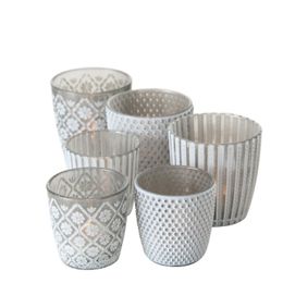 Boltze Windlicht Patty 6er-Set H7-9 x 7-9 cm, Grau skandinavische Deko Online Shop