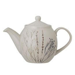 Bloomingville Teekanne Bea aus Steingut 1200 ml, &Oslash; 13,5 cm, H&ouml;he 17 cm, natur skandinavische Deko Online Shop