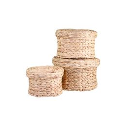 Chic Antique Korb mit Deckel 3er-Set H18/D29 cm, natur skandinavische Deko Online Shop