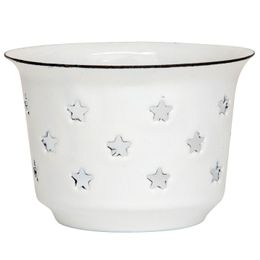 IB Laursen Teelichthalter mit Sternenmuster Emaille &Oslash;7,5 x H5 cm, weiss skandinavische Deko Online Shop