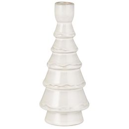 IB Laursen Winterlicher Kerzenhalter gerillt H&ouml;he 20.5, &Oslash; 8.5 cm, Wei&szlig; skandinavische Deko Online Shop