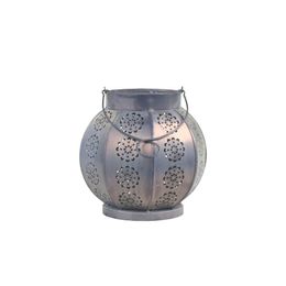 Chic Antique Runde Laterne mit Muster aus Eisen H14.5/D15.5 cm, antique zink skandinavische Deko Online Shop