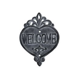 Chic Antique Welcome Schild aus Eisen H18 x L13 cm, antique grau skandinavische Deko Online Shop
