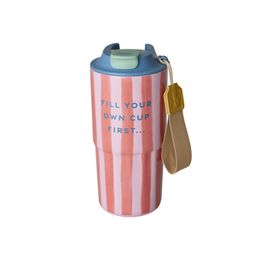 Rice Edelstahl Thermo Cup Organic Stripes, Thermobecher 580 ml &Oslash; 9 cm, H&ouml;he 19 cm skandinavische Deko Online Shop