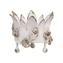 Chic Antique Kerzenst&auml;nder Krone mit Blumen H9/&Oslash;11 cm, antik creme skandinavische Deko Online Shop