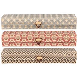 IB Laursen Schachtel, 3er Set mit Muster l&auml;nglich Bambus 20 x 6 x 3.5 cm skandinavische Deko Online Shop