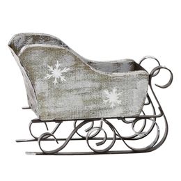 Chic Antique Vintage Schlitten mit Schneeflocke H12/L10/B5 cm, Grau skandinavische Deko Online Shop