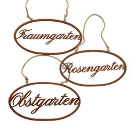 Boltze 3er Set Schild Traumgarten L38/H45 cm, rostbraun skandinavische Deko Online Shop