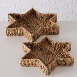 Boltze 2er Set Dekotablett Karlina &Oslash;37-45 x H6-7 cm, handgewebt skandinavische Deko Online Shop