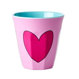 Rice Melamin Becher mit Herz &Oslash;9 x H9cm, pink skandinavische Deko Online Shop