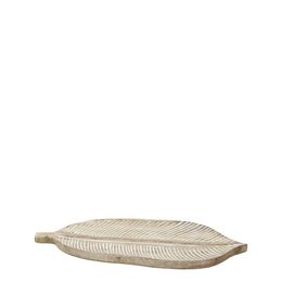 Chic Antique Tours Tablett mit Schnitzereien, Blattform H2,5/L45/B17,5 cm natur skandinavische Deko Online Shop