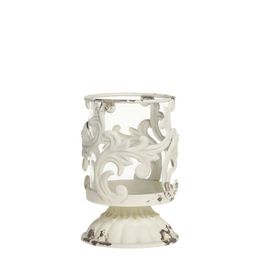 Chic Antique Windlicht mit Pflanzen Dekor H&ouml;he 15 cm x &empty;10 cm skandinavische Deko Online Shop