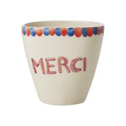 Rice Keramik Becher Handbemalt MERCI 300 ml L:10 cm, B:8 cm, H:9 cm skandinavische Deko Online Shop