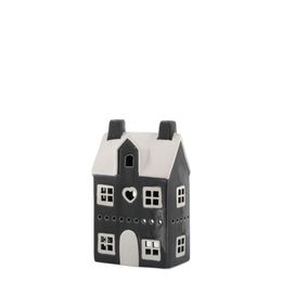 Chic Antique Teelicht Haus aus Keramik Chamonix 2, schwarz 10,5 x 6,5 x 18 cm skandinavische Deko Online Shop