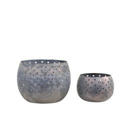 Chic Antique Kerzenhalter mit Lochmuster 2er-Set H9/D12 cm, antik zink skandinavische Deko Online Shop