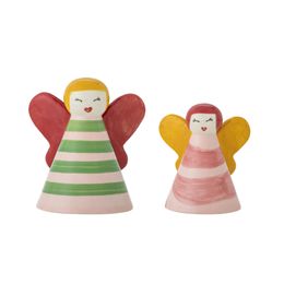 Bloomingville Caramella Deko Engel 2er, Aufsteller aus Steingut L7xH8xB6/L9xH10xB7 cm 2er