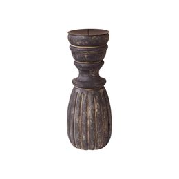 Chic Antique Stumpen Kerzenst&auml;nder mit Rillen H26 x &Oslash;10 cm, antique kohle skandinavische Deko Online Shop