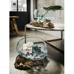 Faktorei Unikat-Dekowurzel Teak mit Glasschale &Oslash; 30 cm, 40-55 x 25-35 cm skandinavische Deko Online Shop