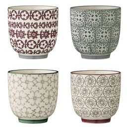Bloomingville Karine Becher, 4er, Steingut &Oslash; 7xH7 cm, 4 verschiedene Farben skandinavische Deko Online Shop