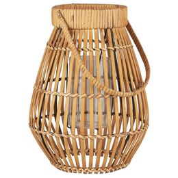 IB Laursen Hurricane mit Glaseinsatz und Henkel, Rattan H&ouml;he 31, &Oslash; 23 cm skandinavische Deko Online Shop